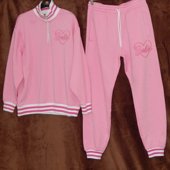 Barbie | Pants & Jumpsuits | Barbie Women Fleece Pink Tracksuit 2piece ...